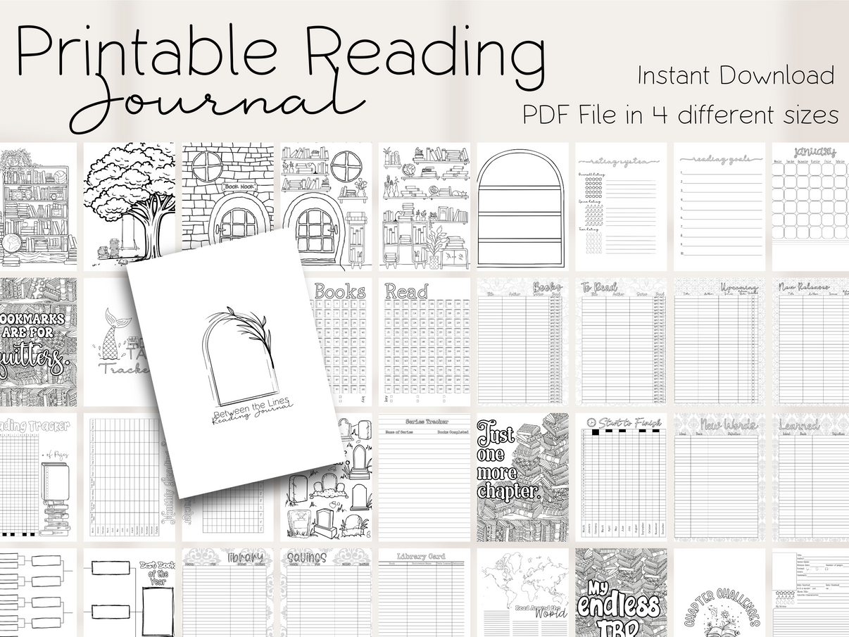 Printable Reading Tracker Journal Pages Instant Download, Book Journal ...