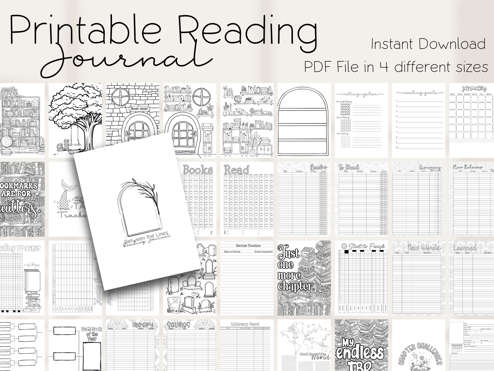 Printable Reading Tracker Journal Pages Instant Download, Book Journal ...