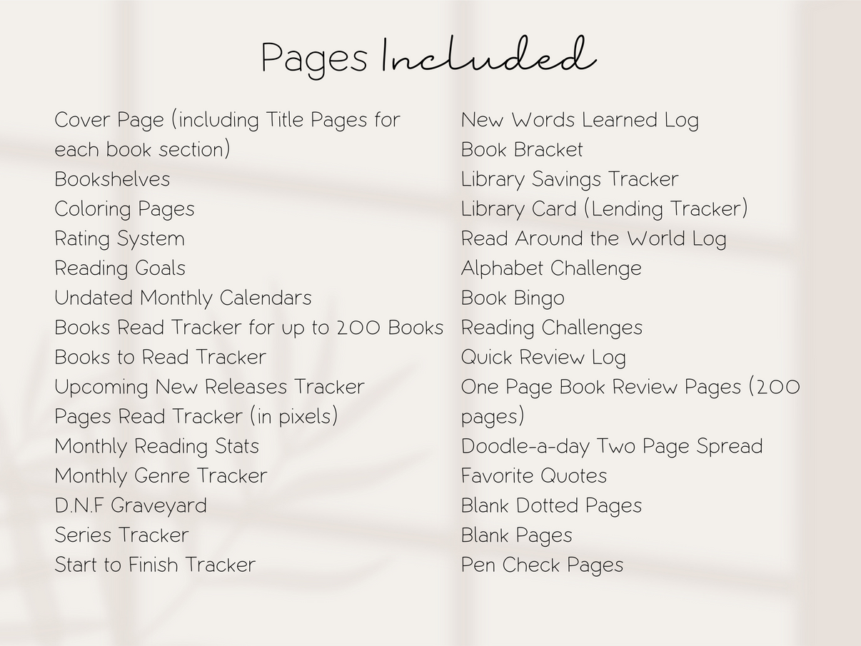 Printable Reading Tracker Journal Pages Instant Download, Book Journal ...