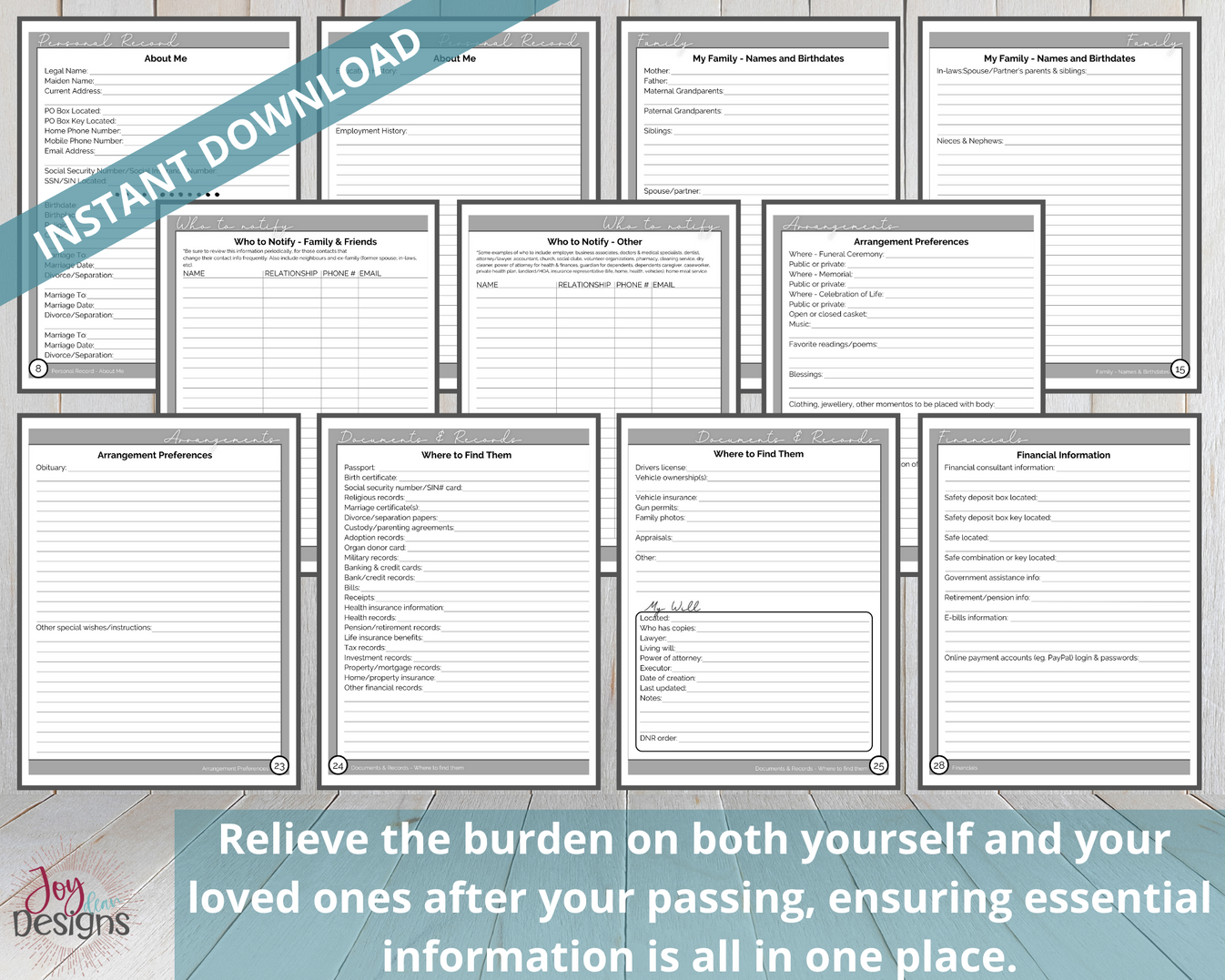 When I Die Planner | Death, Estate, Funeral Planner Organizer, Practic ...